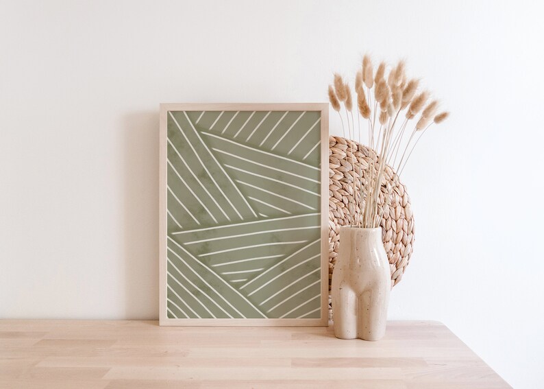 Sage Green Modern Line Drawing Abstract Line Pattern Art - Etsy