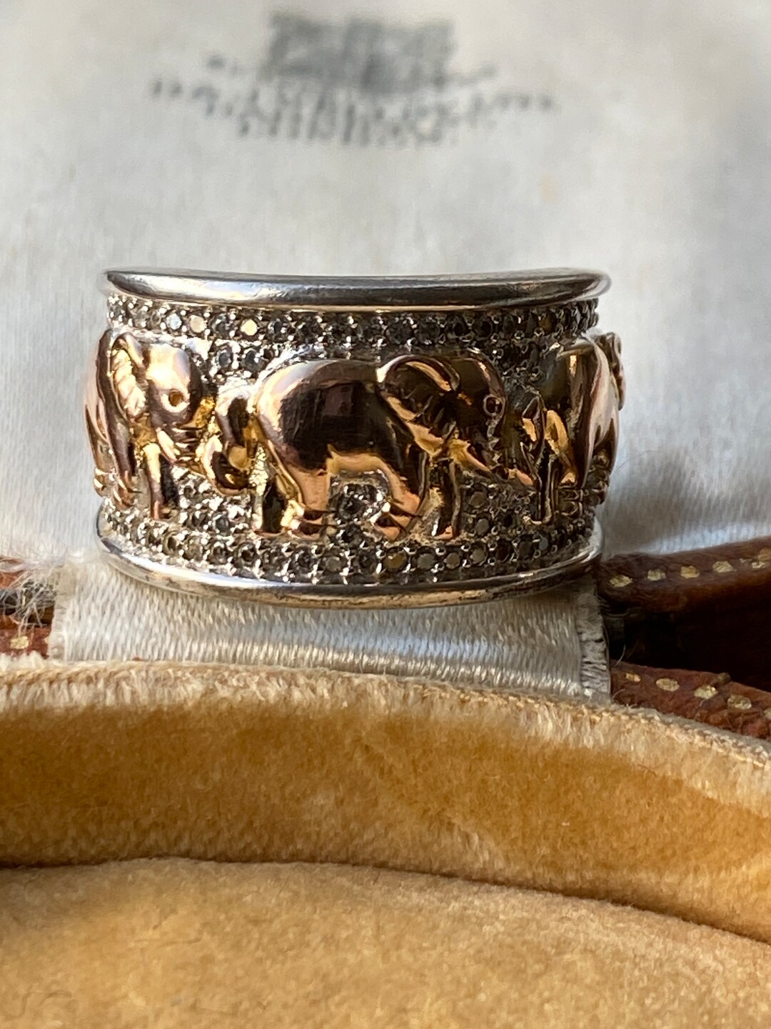 Elephant Pinky Ring in Sterling Silver & Diamonique Cubic Zirconia Size ...