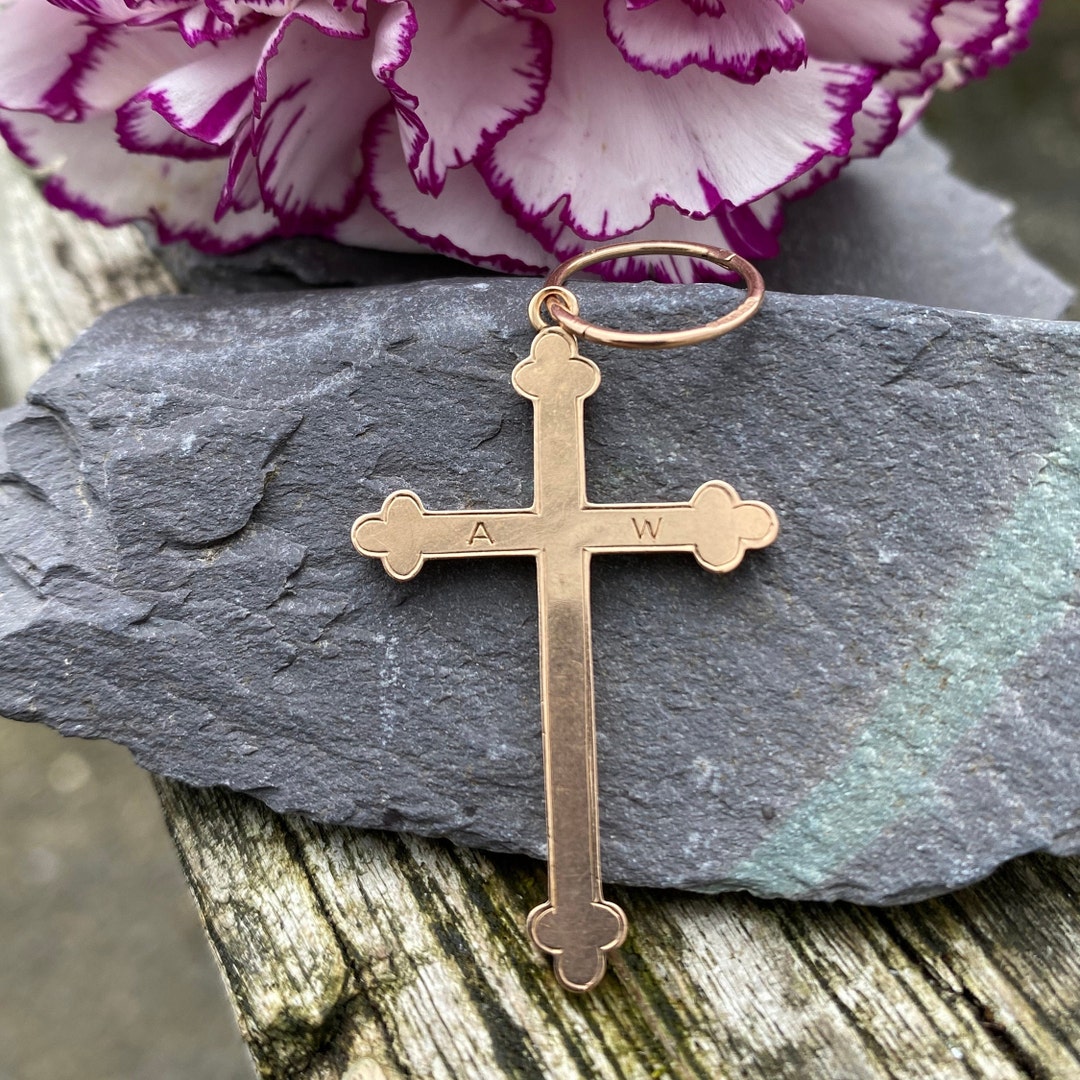 Victorian 9ct Gold Cross With Initials A W on Split Ring Bale - Etsy