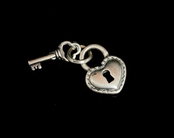Heart and Key Charm | Etsy
