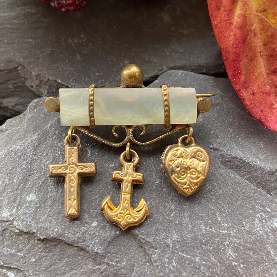 Art Deco 9ct Gold Faith Hope & Charity Brooch. - Etsy