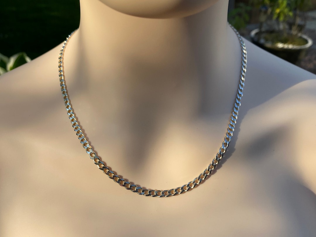 Sterling Silver Flat Curb Link Neck 20 Inch Chain. - Etsy
