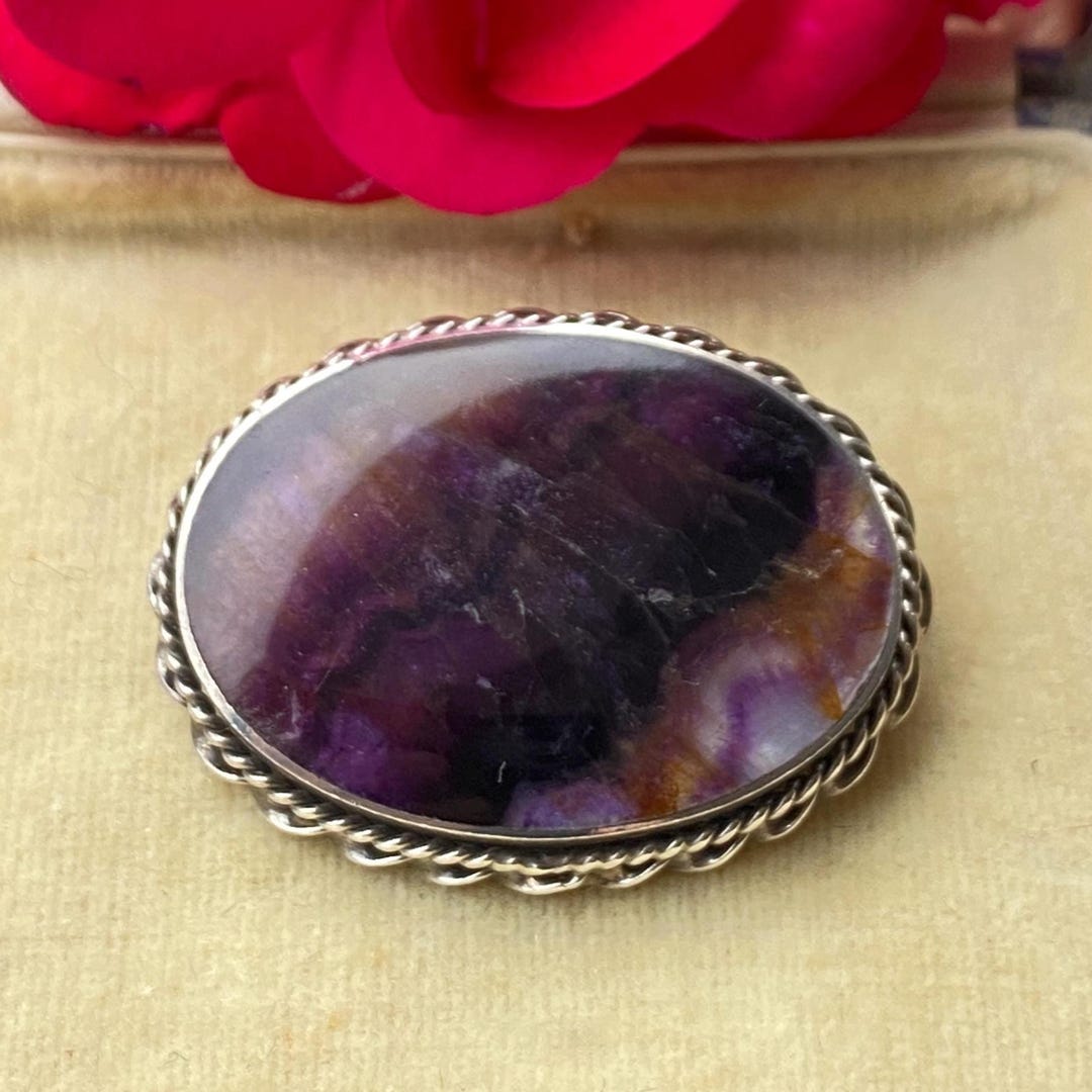 Vintage Blue John Silver Brooch. - Etsy