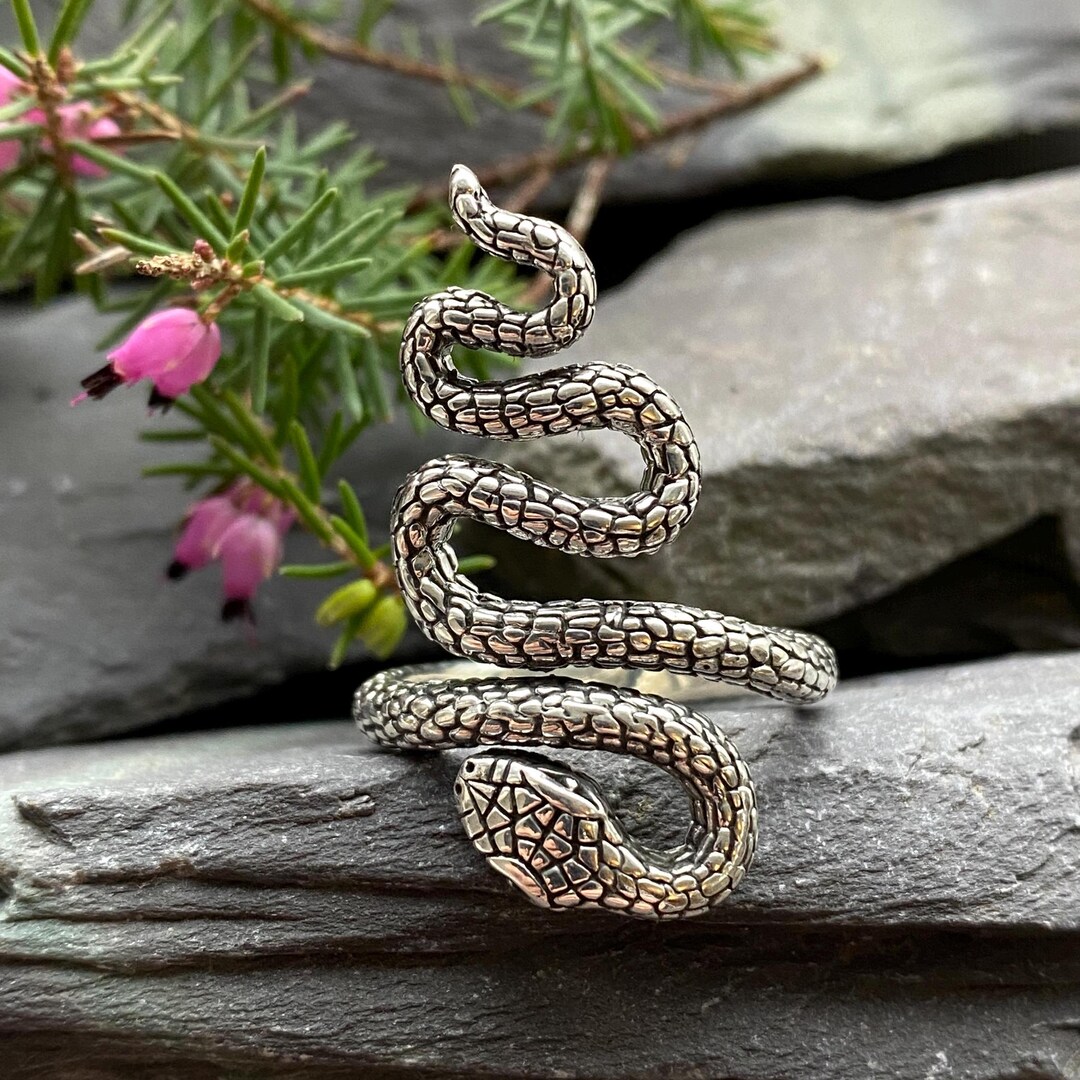 Silver Snake Serpent Ring in Gothic/ Pagan Style Size R 1/2 or 9 US. - Etsy
