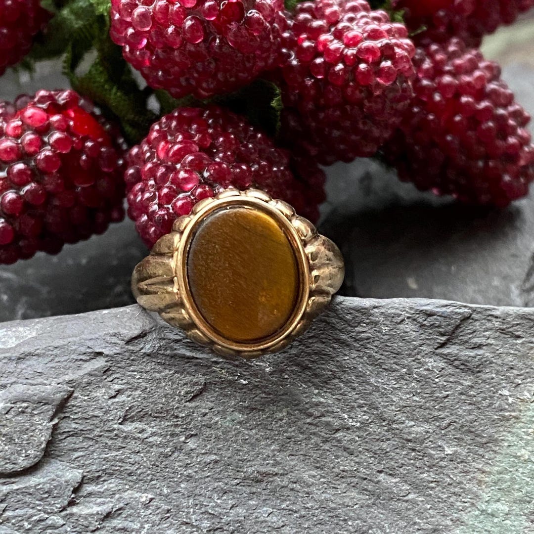 Vintage 9ct Signet Ring With Tigers Eye Size Q 1/2 or 8 1/2 US. - Etsy