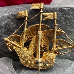 Vintage Vermeil Filigree Boat With Enamel Detail. - Etsy