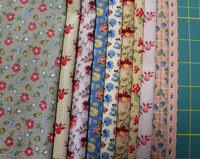 10 Civil War DRESSING GOWN Quilt Fabric Fat Quarters (18x22") by Judie ...