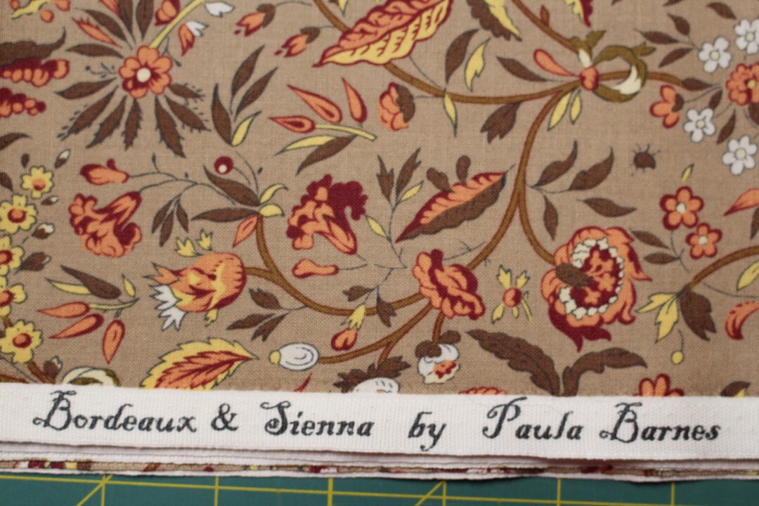 BORDEAUX & SIENNA 2 Yards, 18 INCHES Fabric by Paula Barnes for Marcus ...
