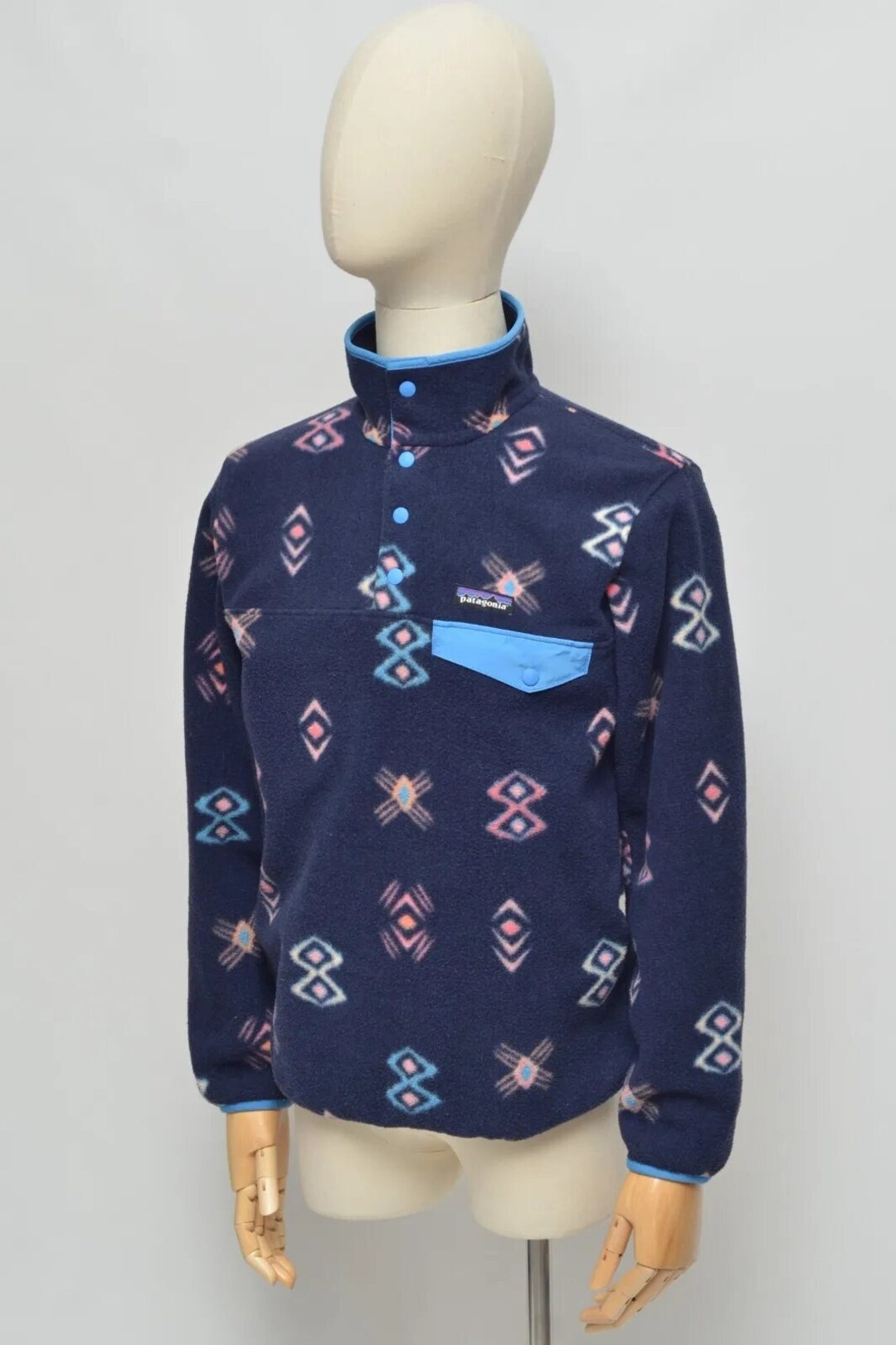 Patagonia Synchilla Men's Blue Aztec Fleece Pullover Jacket Size XS-S ...