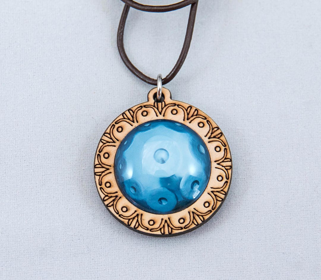 Wooden Pendant "handpan" in Blue - Etsy