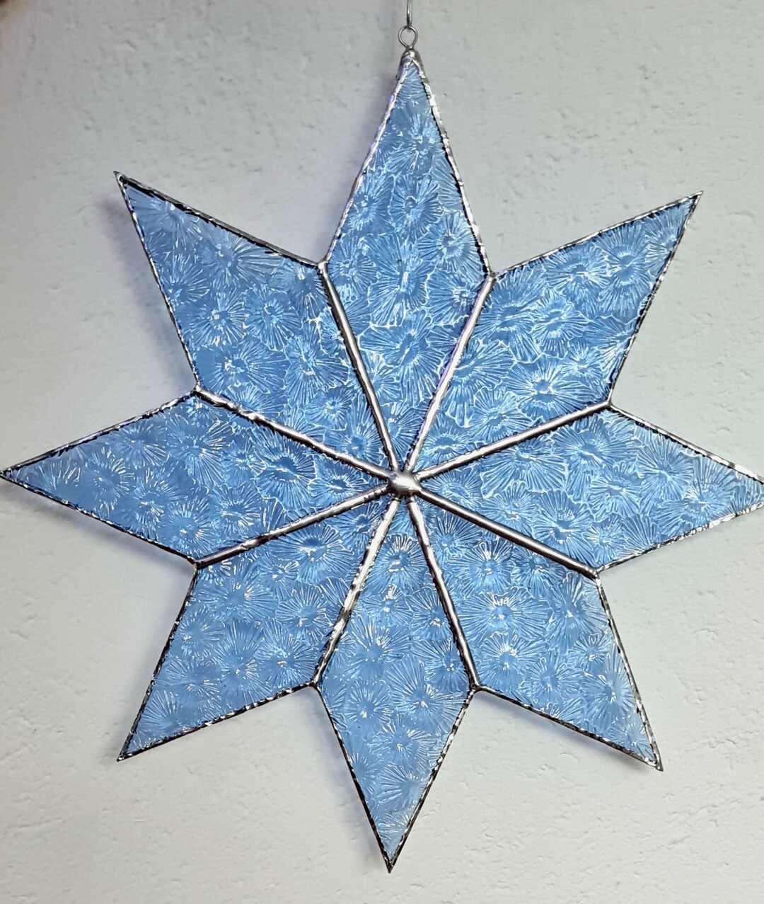 8-pointed Star Size L Made of Stained Glass Light Blue - Etsy