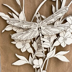 Chipboard Set of Dragonfly, Flowers and Reeds. Laser Cut Shapes of ...