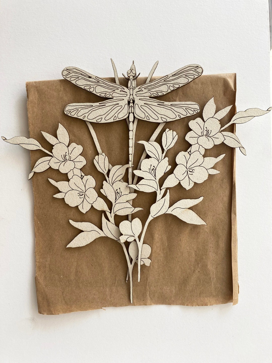 Chipboard Set of Dragonfly, Flowers and Reeds. Laser Cut Shapes of ...