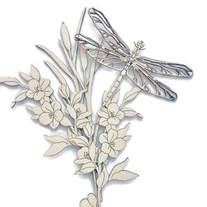 Chipboard Set of Dragonfly, Flowers and Reeds. Laser Cut Shapes of ...