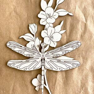 Chipboard Set of Dragonfly, Flowers and Reeds. Laser Cut Shapes of ...