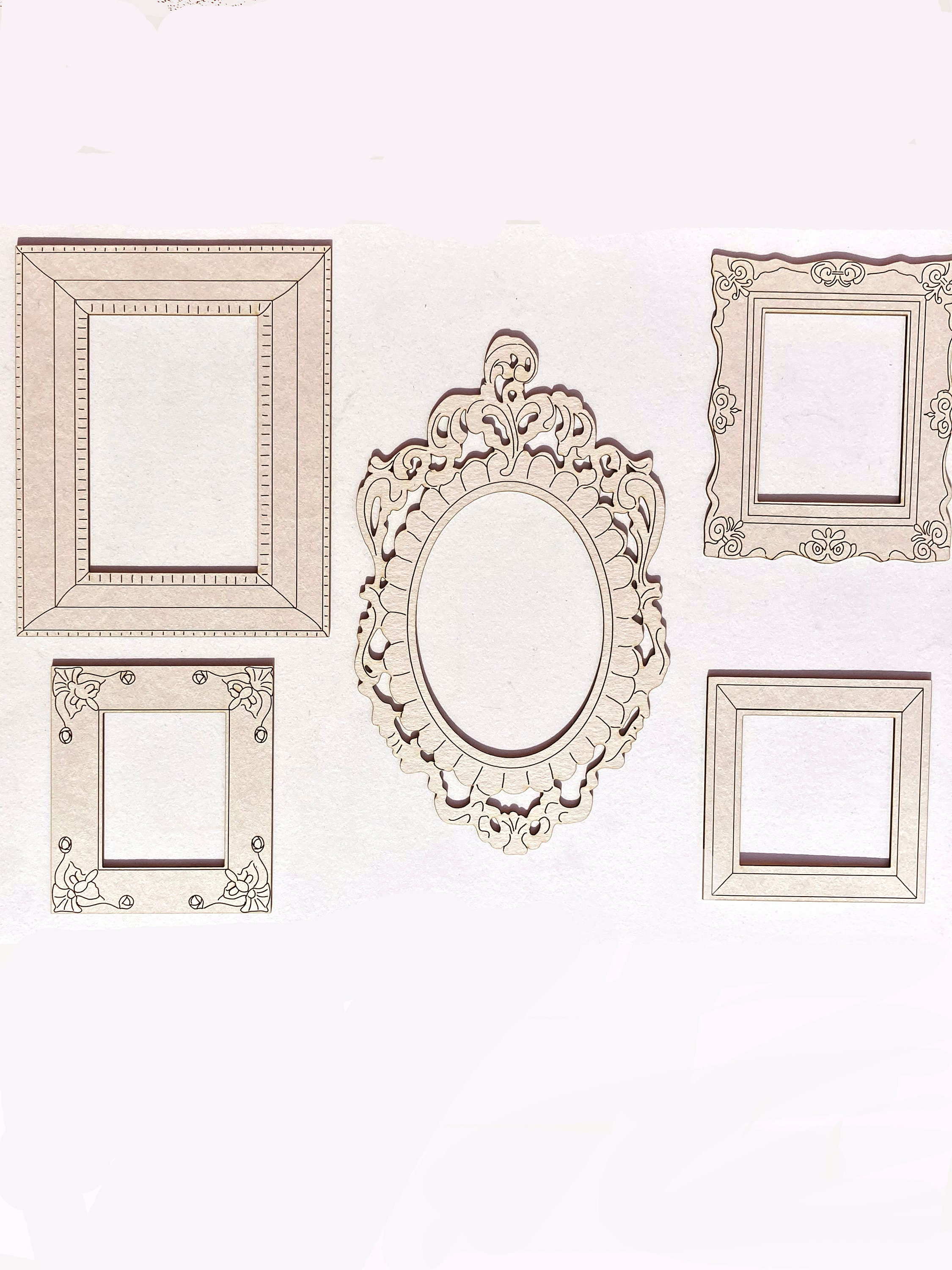 Cutout Frame Set. 5 Stylish Laser Cut Frames. Ornate Frames. - Etsy