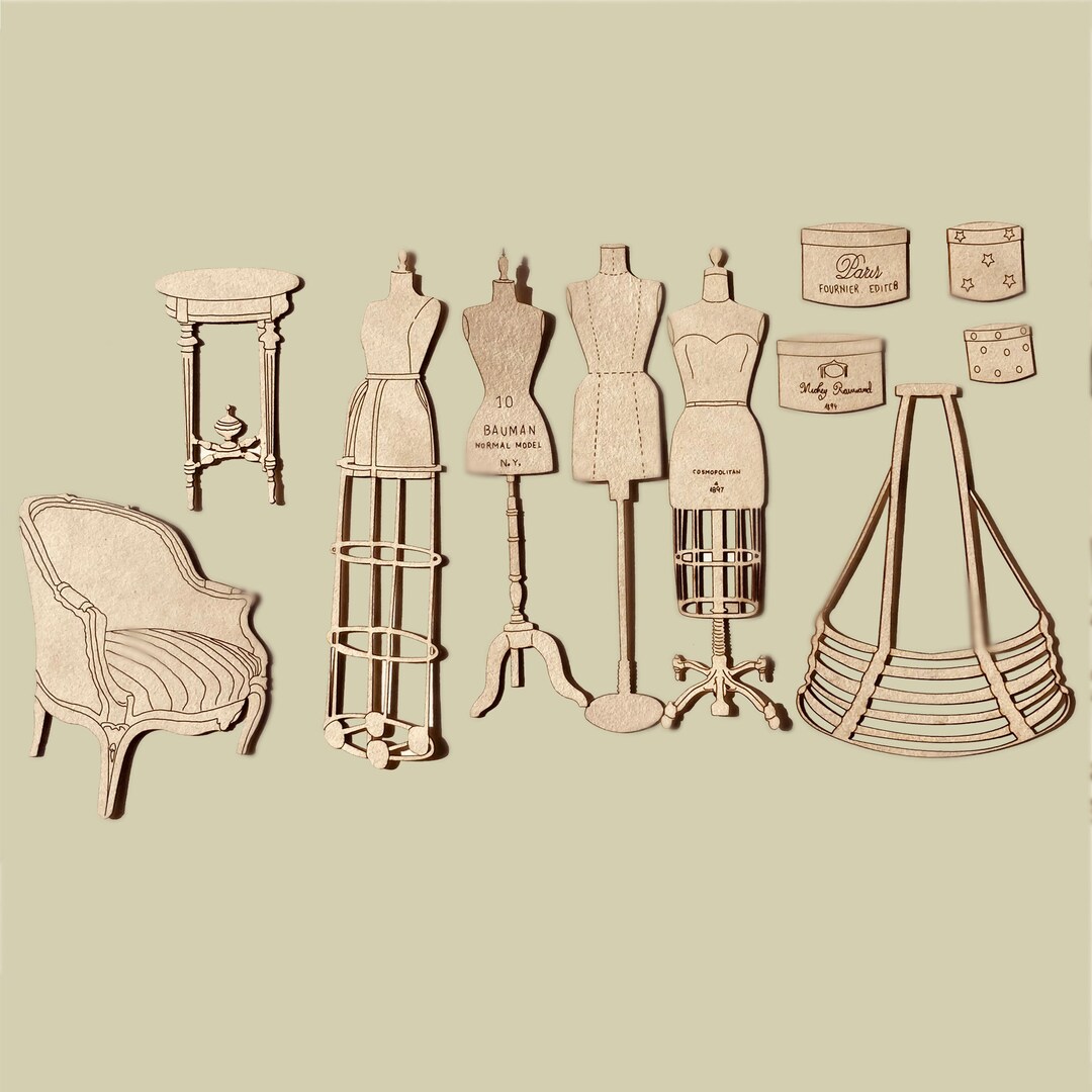 Dress Forms Laser Cut Vintage Shapes. Steampunk Mannequins Cut Outs ...