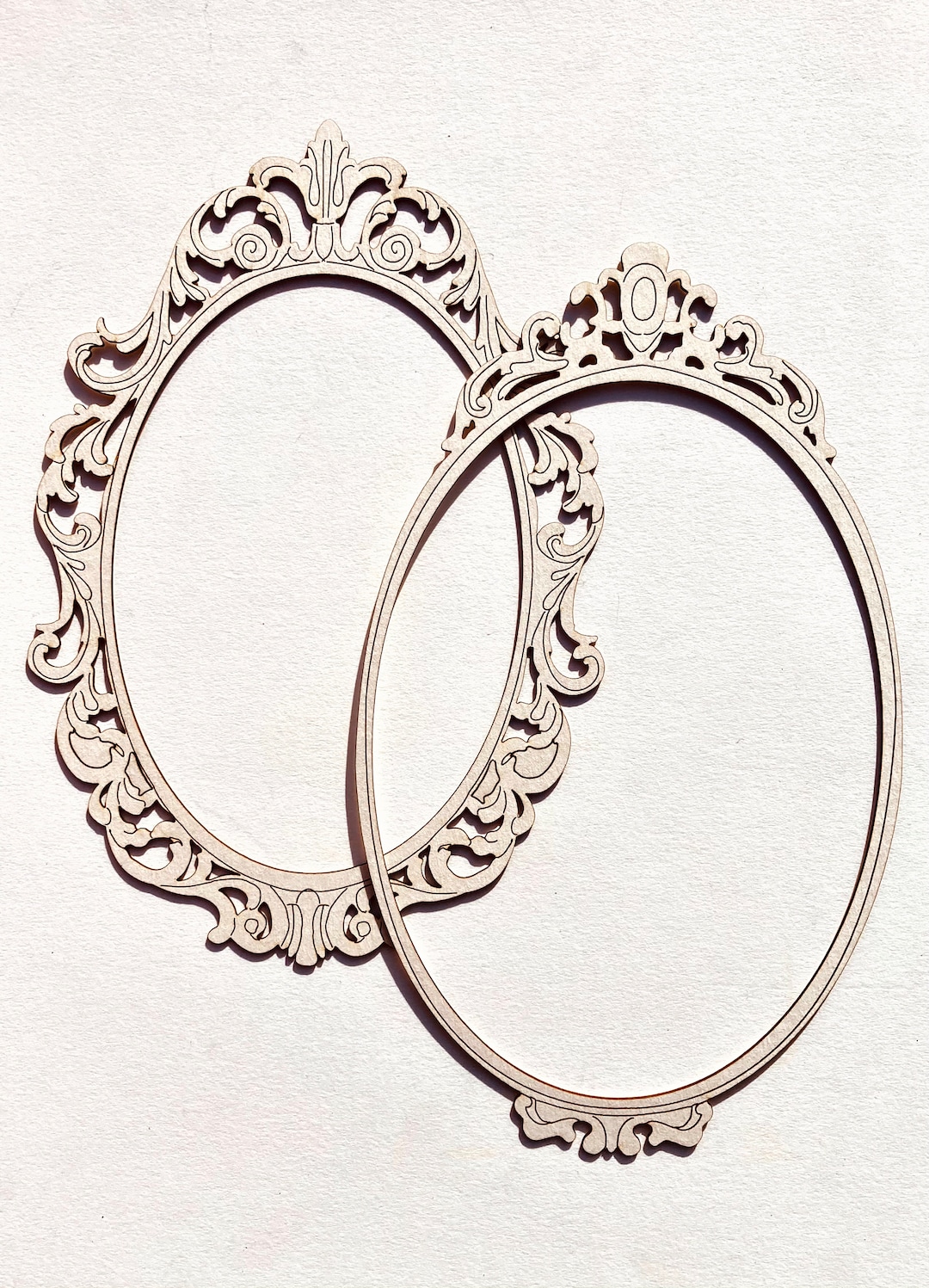 Vintage Cutout Round Frames Set. Two Antique Style Chipboard Oval ...