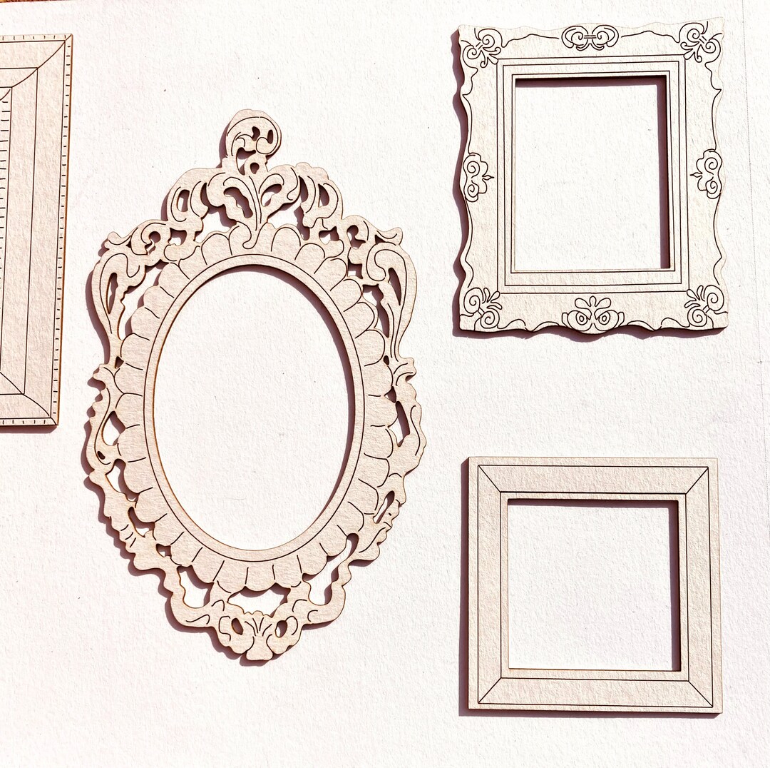 Cutout Frame Set. 5 Stylish Laser Cut Frames. Ornate Frames. Decorative ...