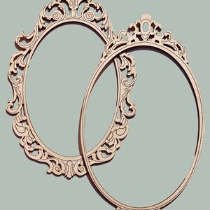 Vintage Cutout Round Frames Set. Two Antique Style Chipboard Oval ...