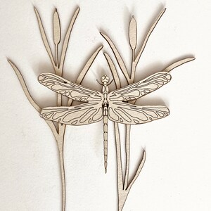 Chipboard Set of Dragonfly, Flowers and Reeds. Laser Cut Shapes of ...