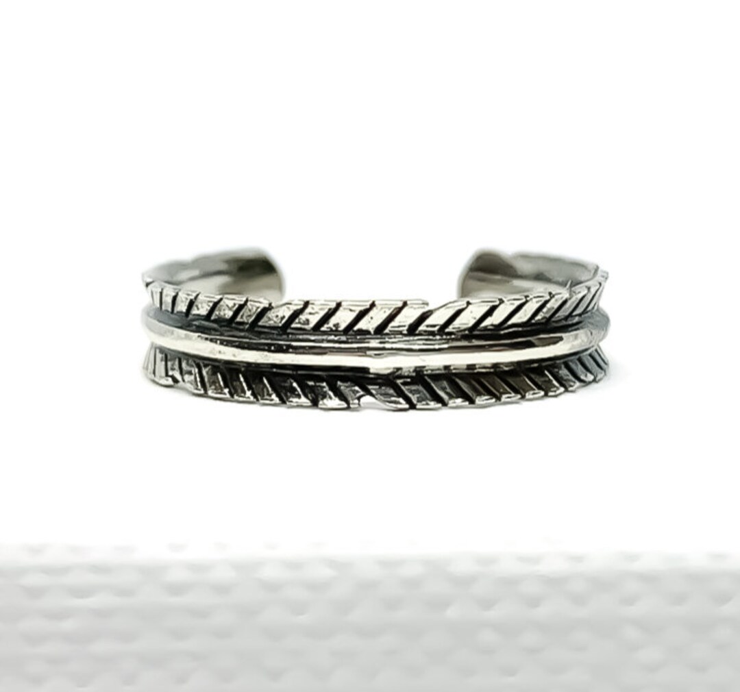 Feather Toe Ring Sterling Silver Midi Ring Pinky Ring - Etsy