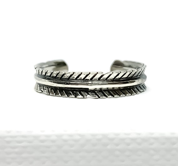Feather Toe Ring Sterling Silver Midi Ring Pinky Ring | Etsy