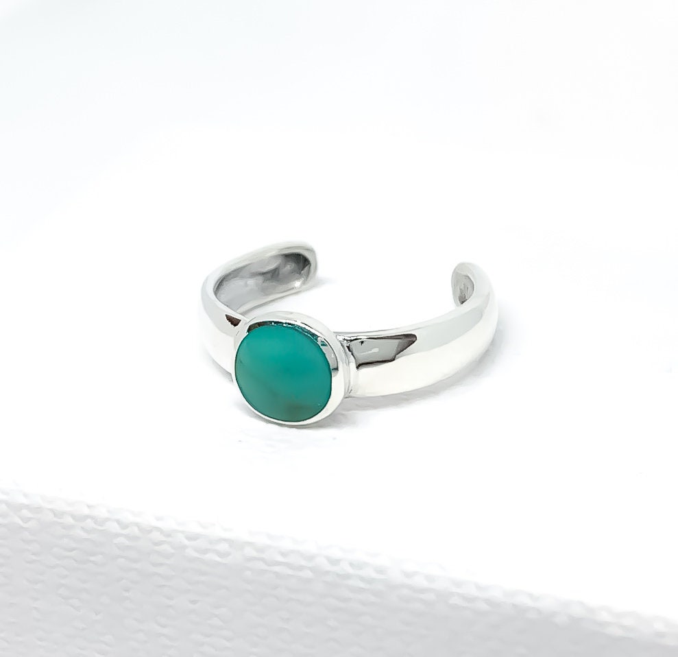 Turquoise Toe Ring Sterling Silver Midi Ring Silver Toe | Etsy