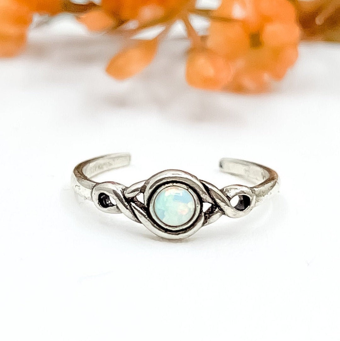 White Opal Toe Ring, 925 Sterling Silver, Minimalist Jewellery, October ...
