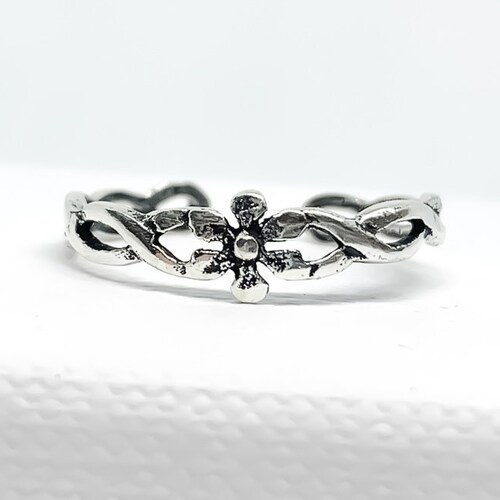 Flower Toe Ring Sterling Silver Toe Ring Adjustable Toe | Etsy