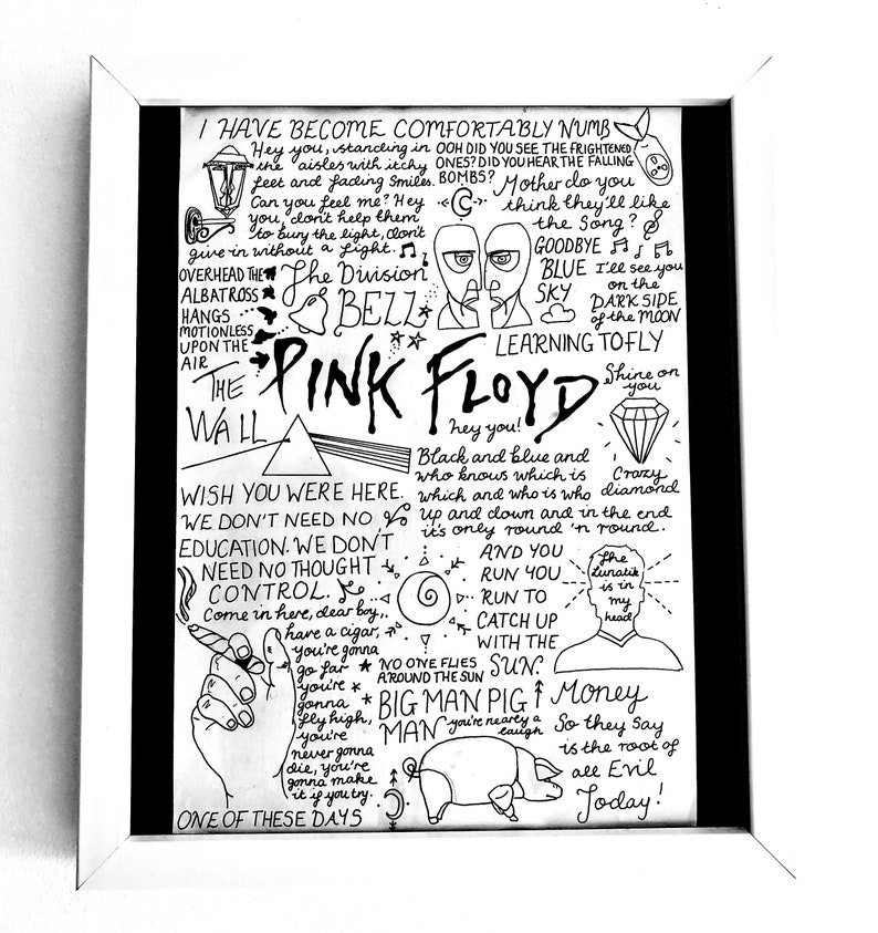 Pink Floyd A4 Lyric Poster/Print Fan Wall Art | Etsy