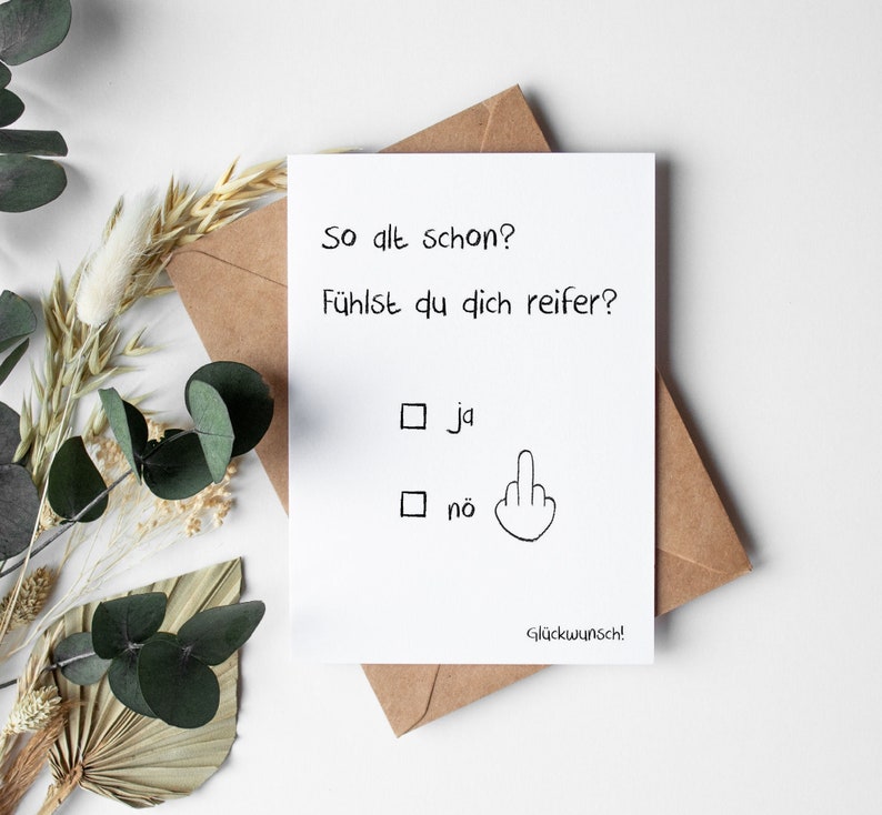Funny Birthday Card – Cheeky Greeting Card With Middle Finger & Tick ...
