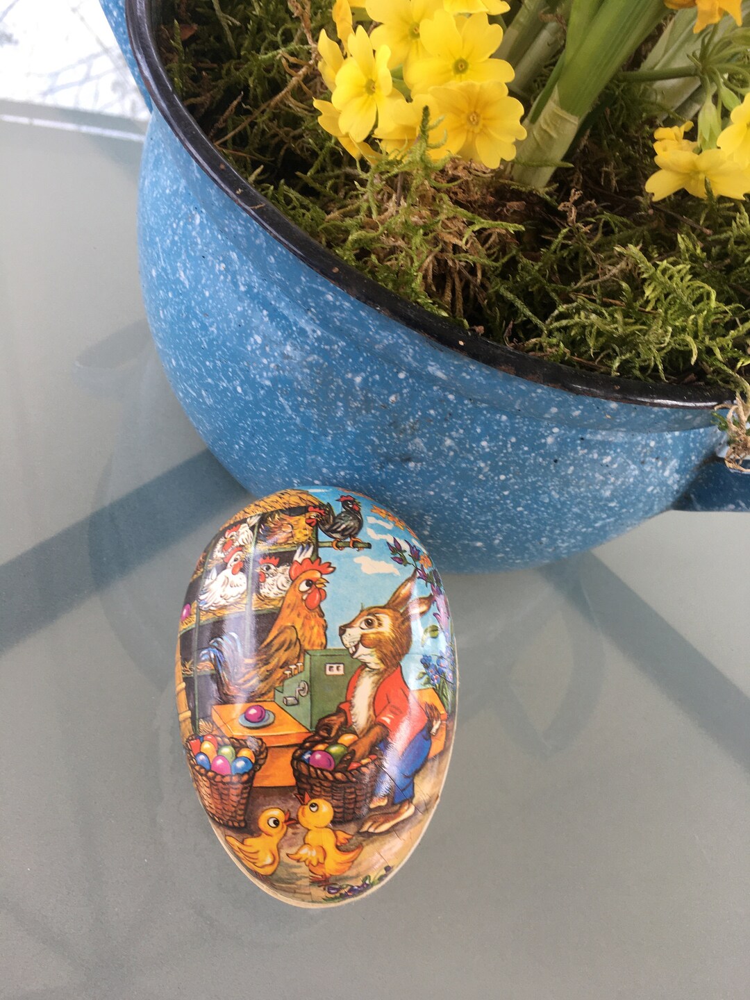 VINTAGE Old Fillable Easter Egg 60s 50s Hen Sheep Glucke Eggs Birds ...