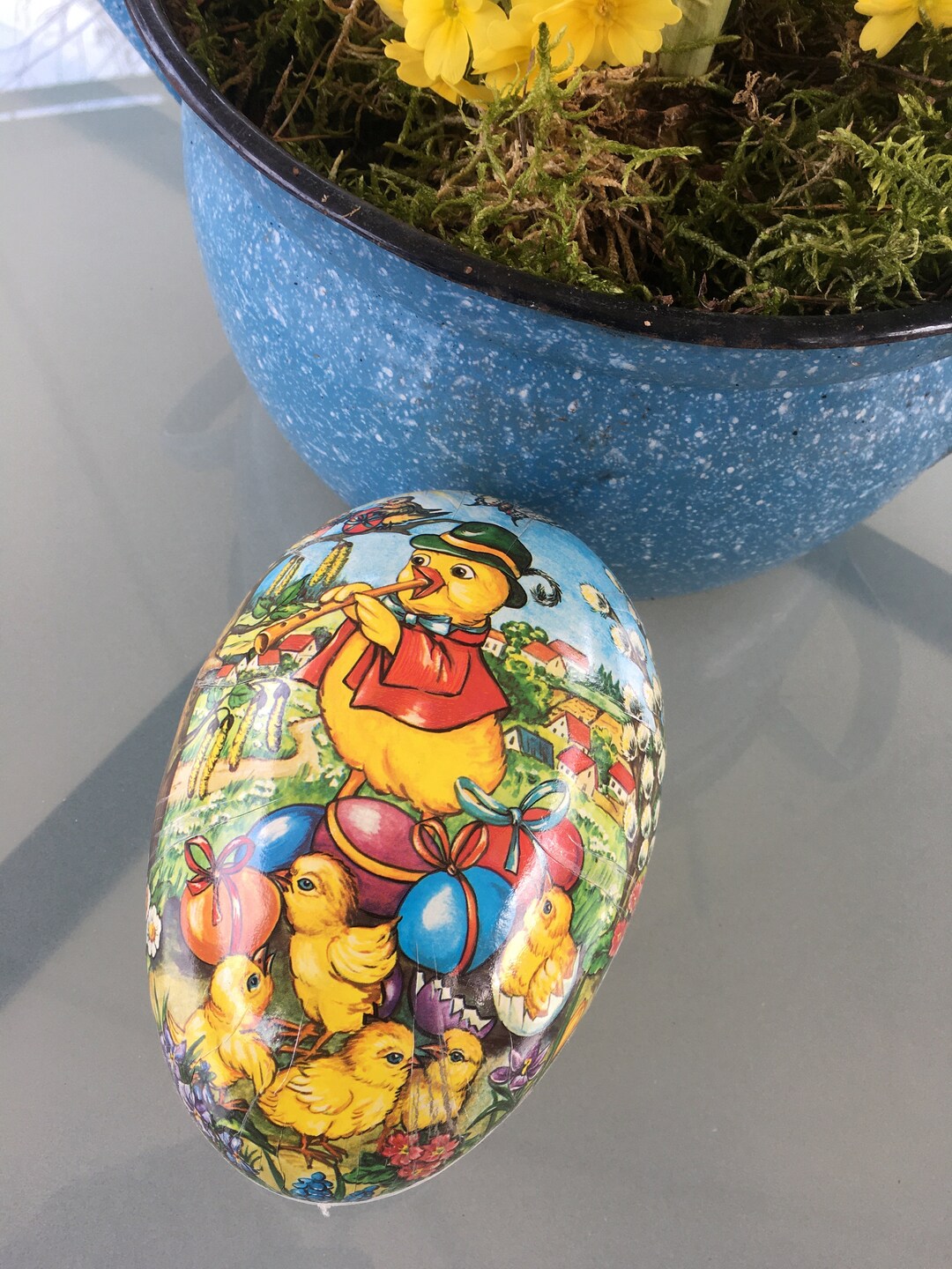 VINTAGE Old Fillable Easter Egg 60s 50s Hen Chicken Glucke Eggs Birds ...