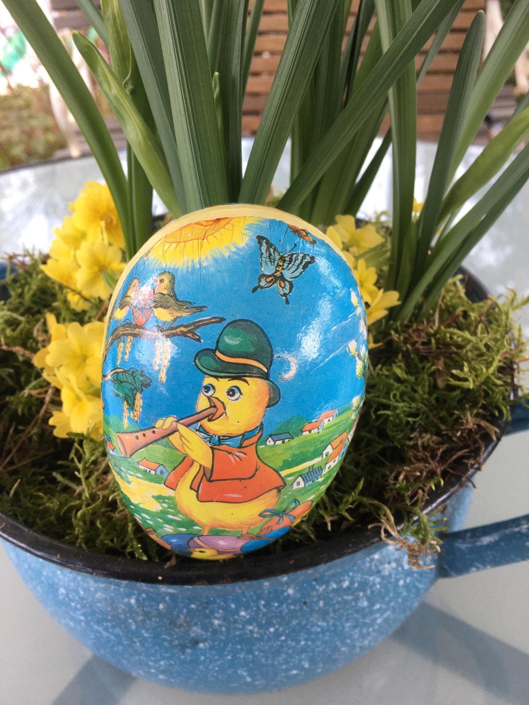 VINTAGE Old Fillable Easter Egg 60s 50s Hen Chicken Glucke Eggs Birds ...