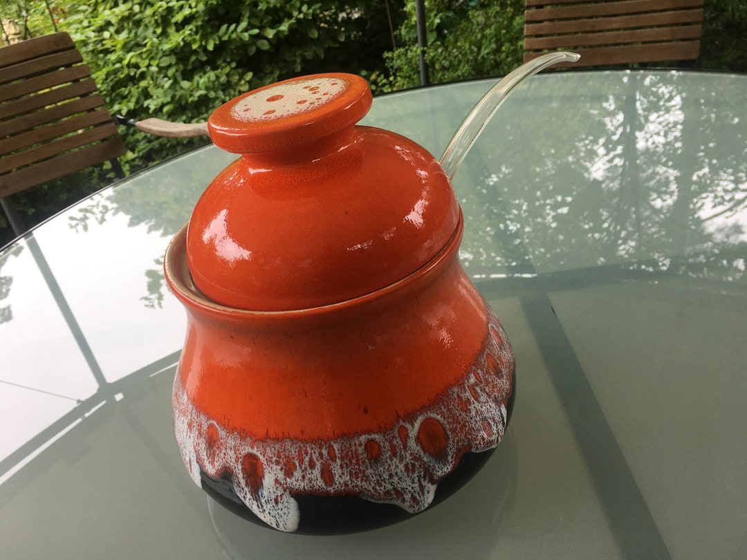 Bowle pot / olla con tapa / esmalte de lava / cucharón / jasba - Etsy ...