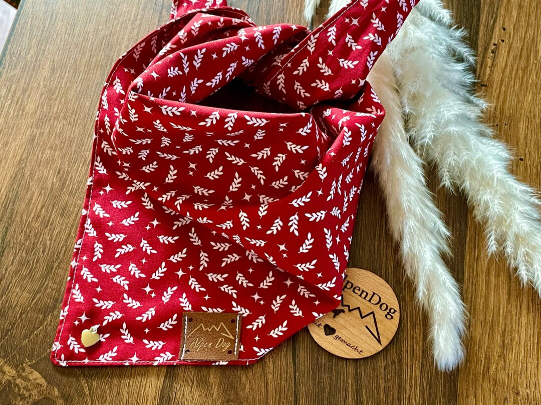 Dog Scarf in Red With White Branches Limited Edition - Etsy