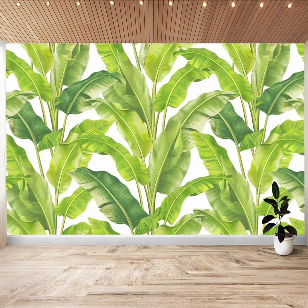 Tropical Wallpaper Green Wall Sticker Coastal Peel and Stick Accent ...