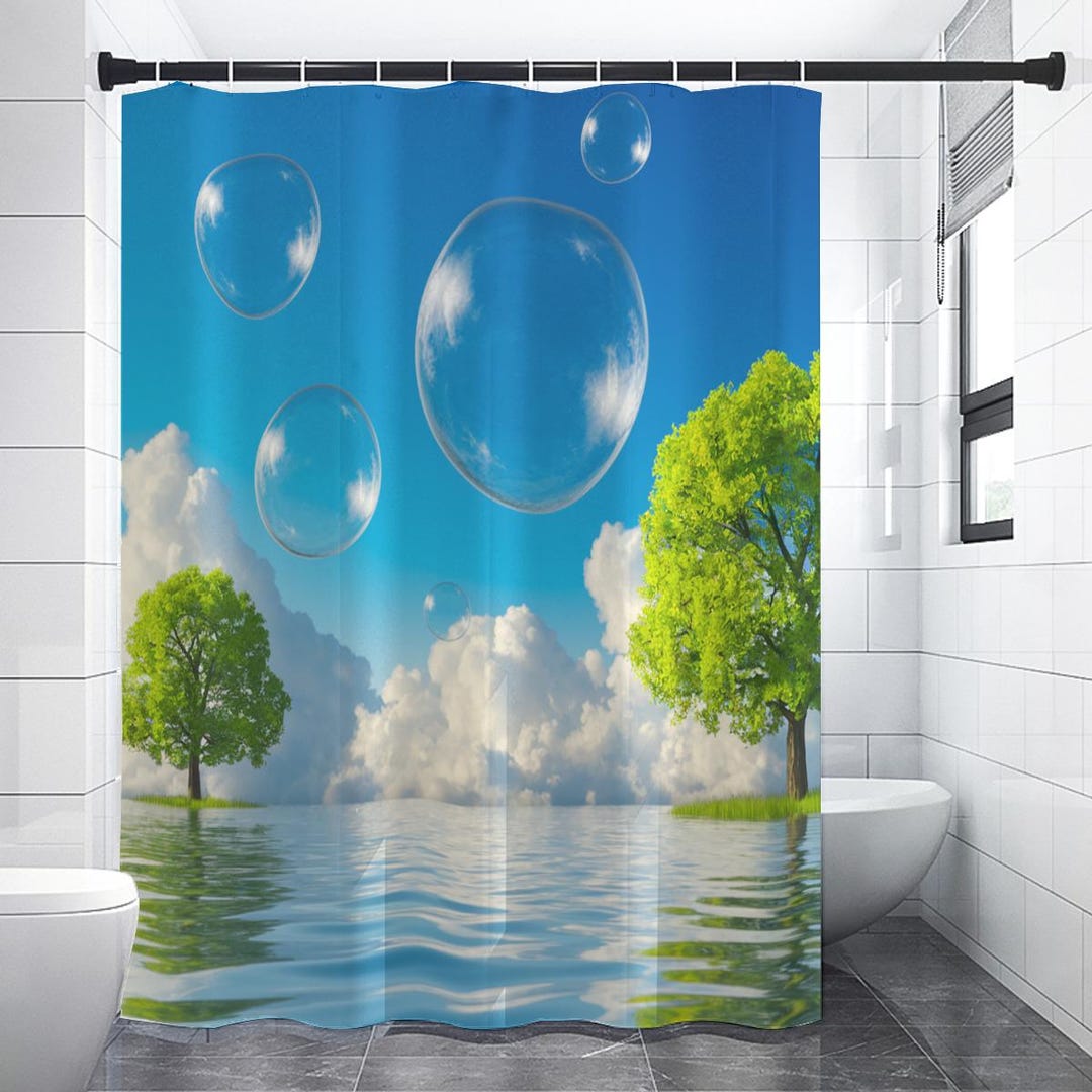 Future Aero Shower Curtain | Blue Green Bathroom Decor - Etsy