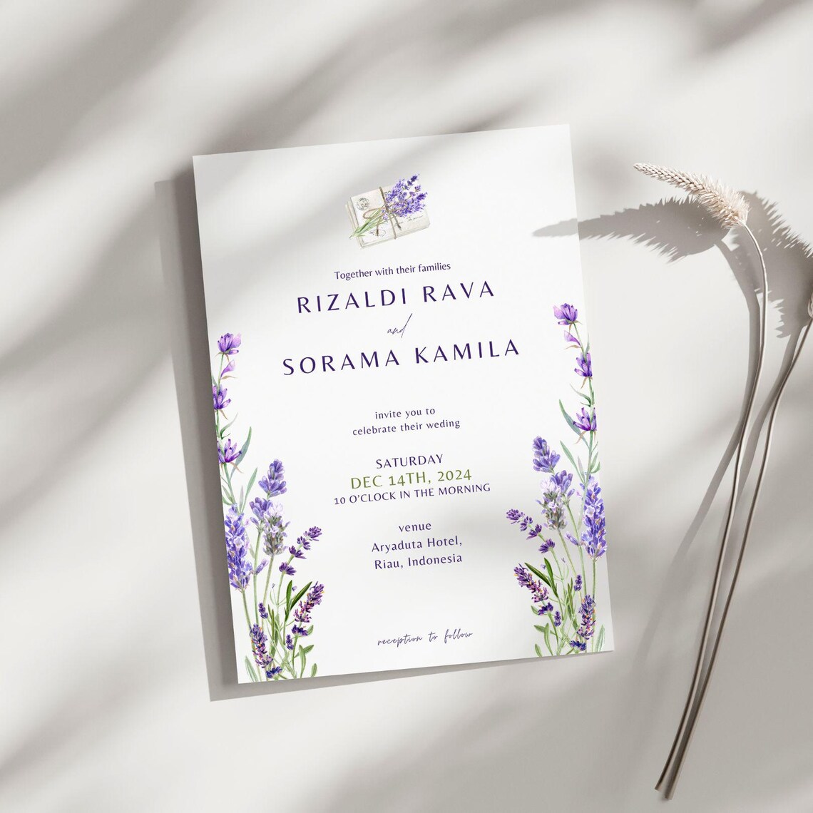 Lavender Wedding Invitation Template - Editable Canva Design ...