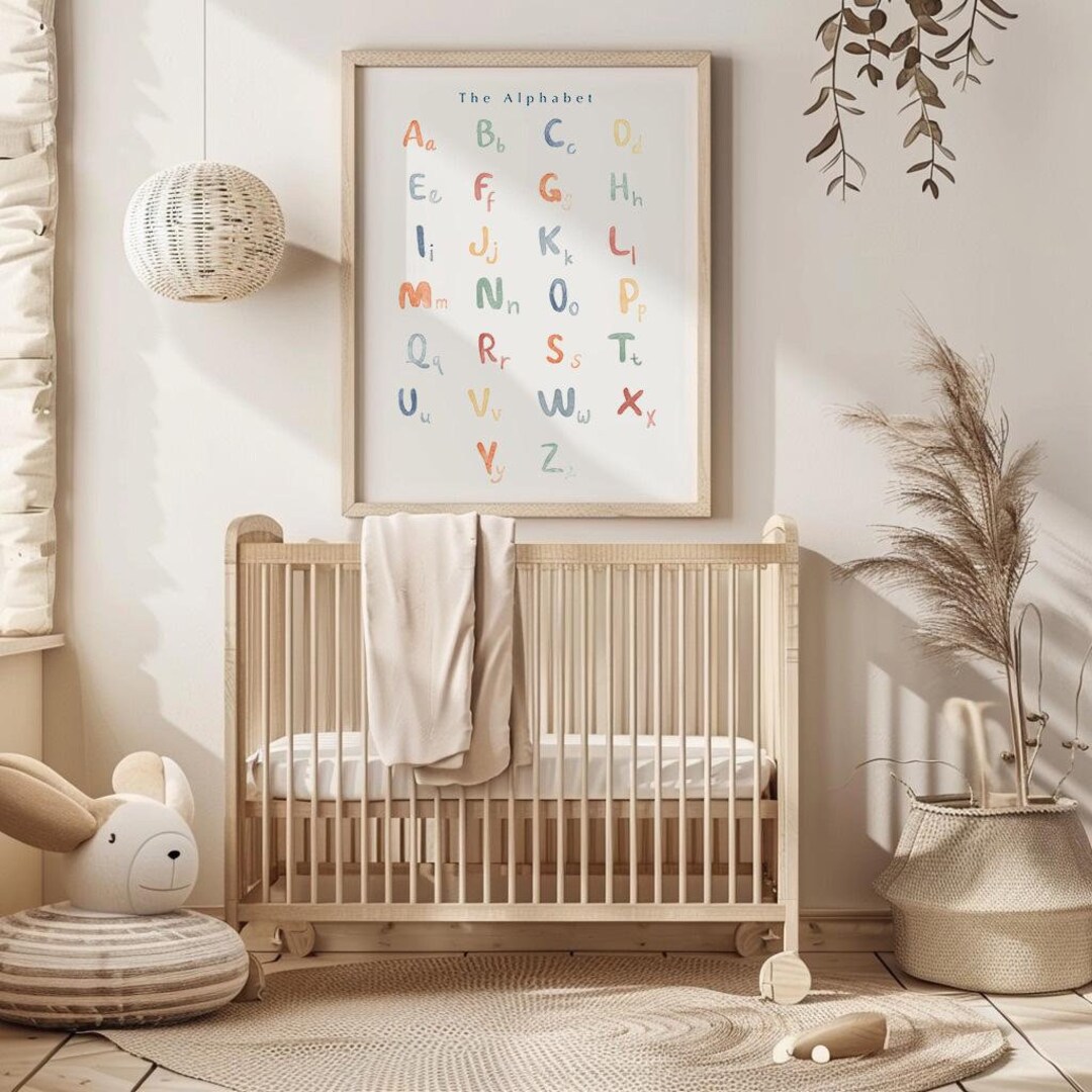Watercolor Alphabet Nursery Wall Art Poster - Printable ABC Poster for ...