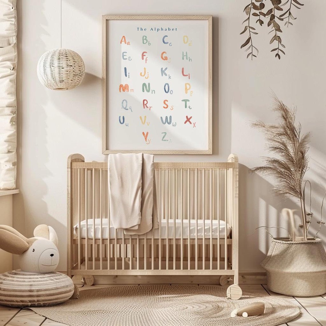 Watercolor Alphabet Nursery Wall Art Poster - Printable ABC Poster for ...