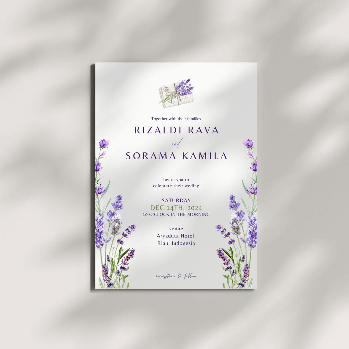 Lavender Wedding Invitation Template - Editable Canva Design ...