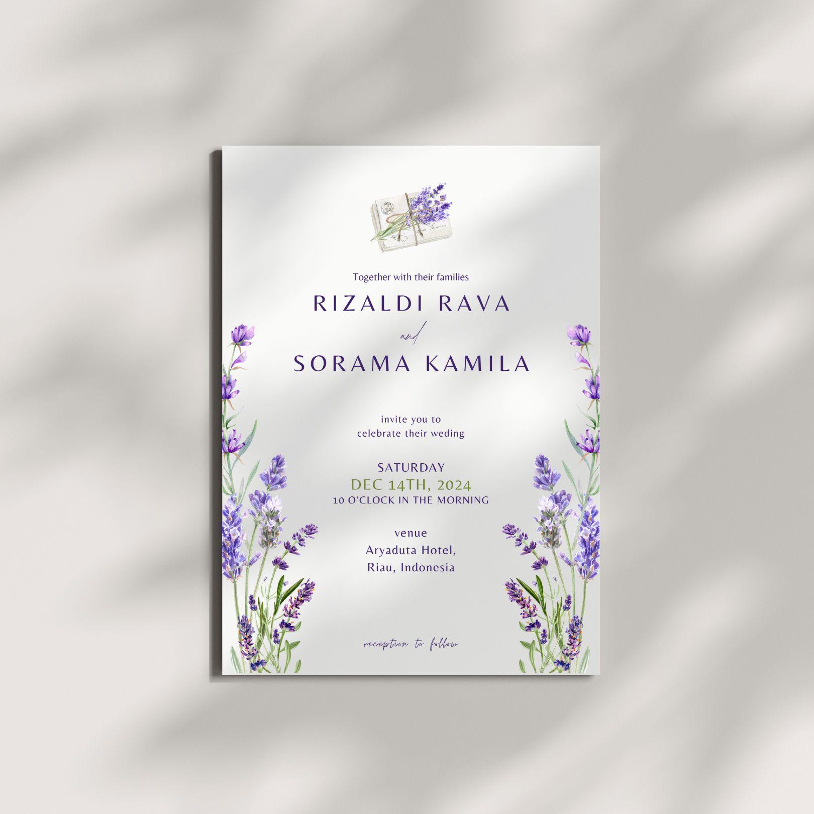 Lavender Wedding Invitation Template - Editable Canva Design ...