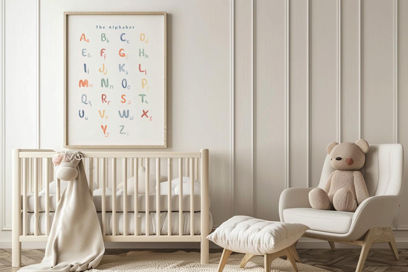Watercolor Alphabet Nursery Wall Art Poster - Printable ABC Poster for ...