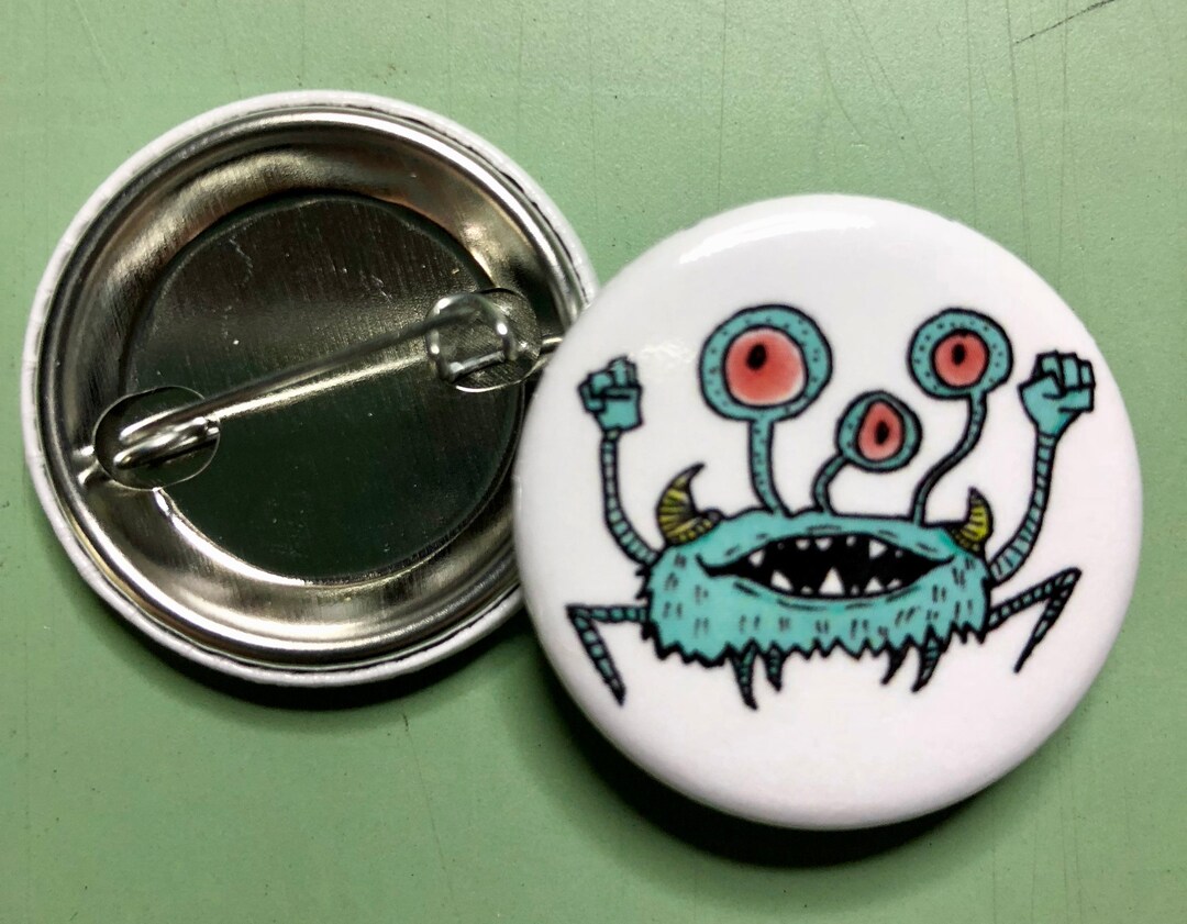 Excited Monster Button (1.25") - Etsy