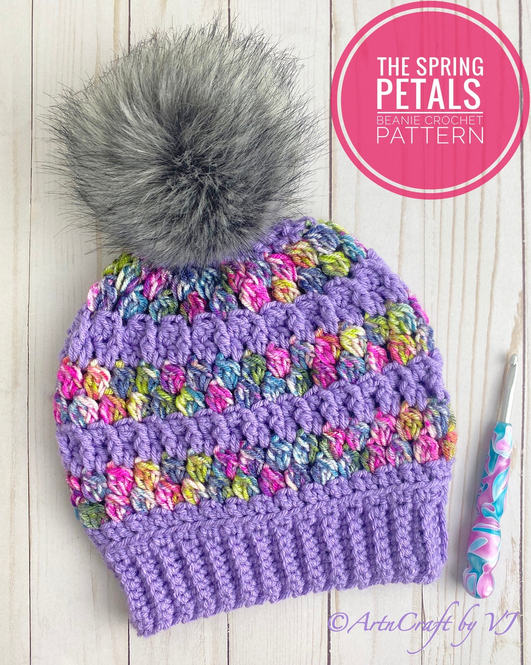 The Spring Petals Beanie PDF Pattern/ 3 Sizes Included, Crochet Pattern ...