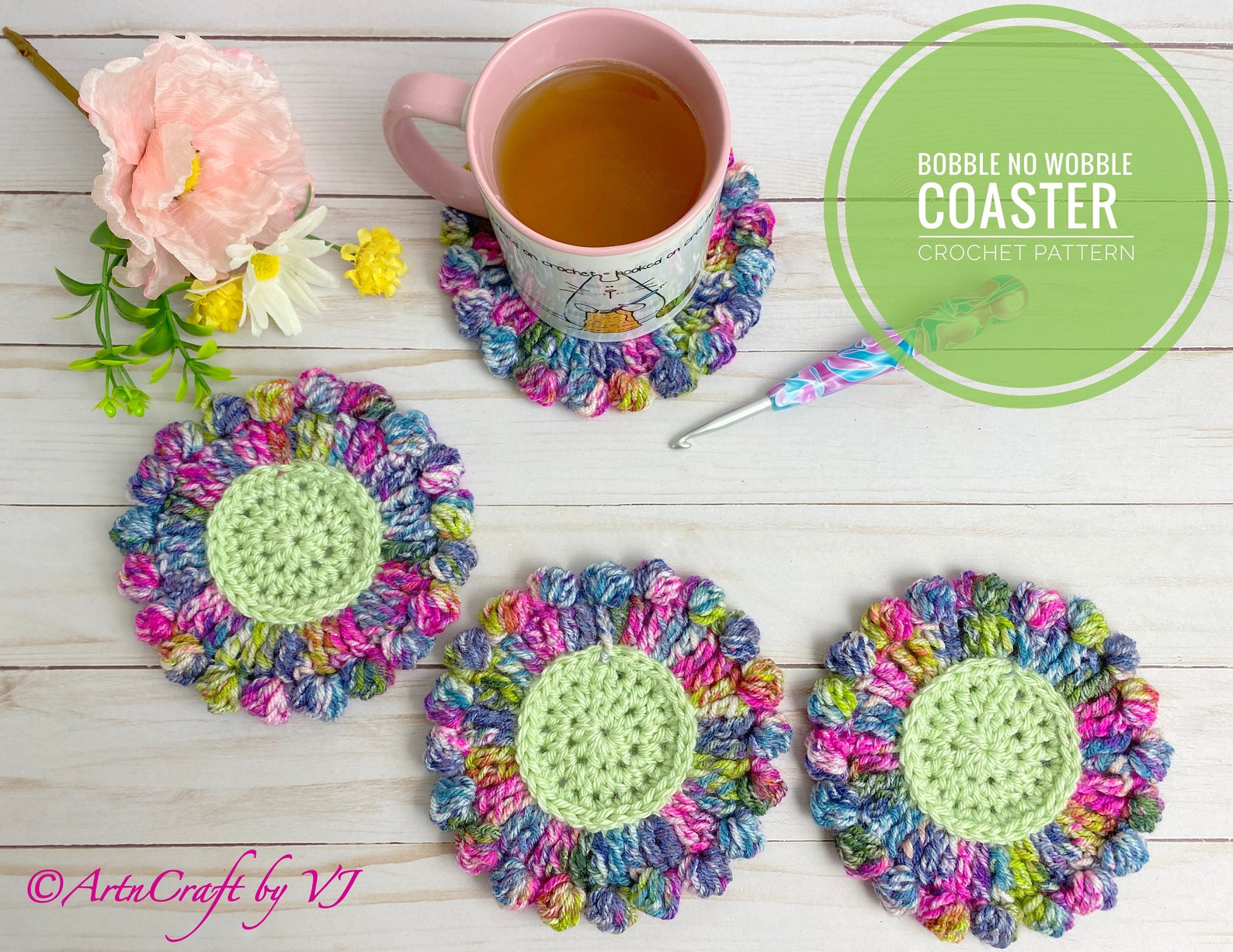 Bobble No Wobble Coaster PDF Pattern Crochet Pattern Mug | Etsy