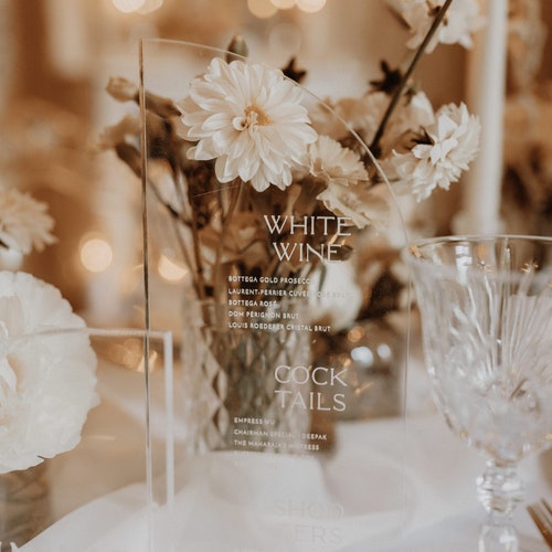 Wedding Table Numbers With Menu Table Numbers Acrylic Table - Etsy