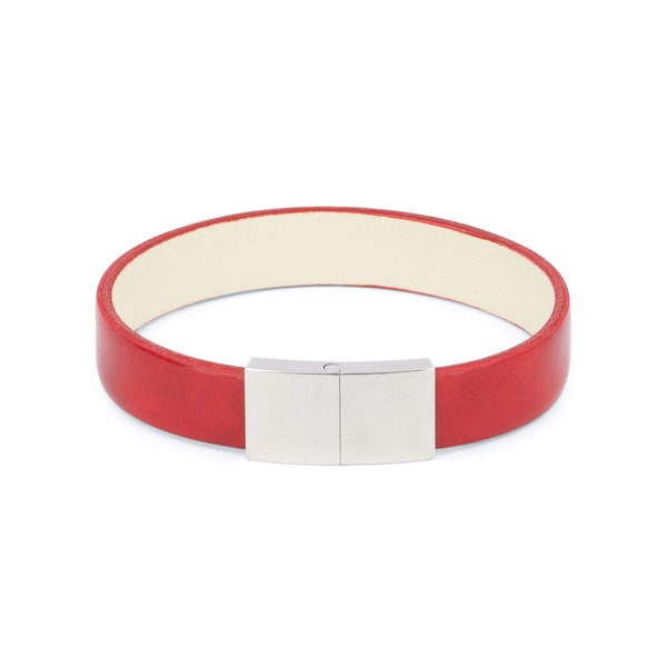 Red Leather Bracelet - Etsy